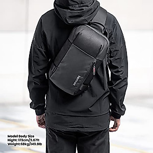 tomtoc Compact EDC Sling Bag, Minimalist Chest Shoulder Backpack Crossbody Bag for Nintendo Switch OLED, 11-inch iPad Pro with Keyboard, Water-resistant Lightweight Daypack for Travel, Work, Sport, 7L