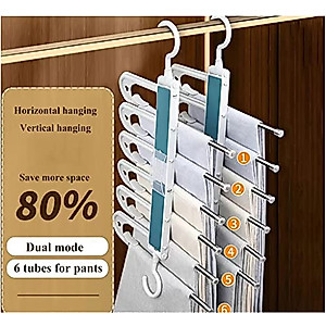 HS&ROXIN Space Saving Magic Pants Rack [2 Pieces] Upgraded Clip Anti Slip Design Pants Storage Rack 6-in-1, Suitable for Skirts, Jeans, Casual Pants, Scarves, etc