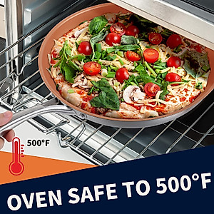 TUMIDY 8 Inch Frying Pan Nonstick Skillet with Ceramic Coating Oven Safe Stainless Steel Induction Fry Pan Include Silicone Spatula