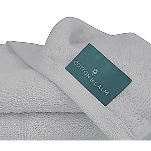 Cotton & Calm Exquisitely Fluffy 100% Cotton Wash Cloths Set - Luxurious 24 Pack Grey Washcloths - 12x12 Inches Face Towel - Super Soft and Absorbent for Face, Hand, Gym & Spa