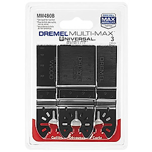 Dremel MM480B 3-Pack Wood & Drywall Oscillating Tool Blades, High Carbon Steel Flush Cut Saw Blades, Universal Quick- Fit Interface Fits Bosch, Makita, Milwaukee, and Rockwell