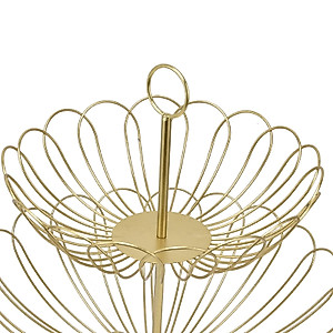 Atyhao Gold fruit basket, detachable 2-layer geometric large capacity anti-scratch gold fruit holder for home decoration