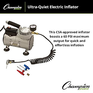 Champion Sports Ultra-Quiet Air Compressor Inflator Black, 110 VOLT - 1/8 HORSE-POWER