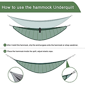 G4Free Hammock Underquilt for Single & Double Camping Hammocks, Lightweight Portable Top Warm 4 Season Winter Under Quilt for Outdoor Camping Hiking Backpacking