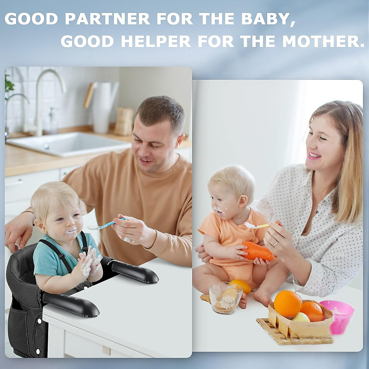 Fader Baby high Chair, Hook on high Chair, Portable High Chair for Travel, High Chair for Table, Portable & Foldable，Suitable for Family and Travel, for Babies 6-36 Months for Eating & Dining (Black)