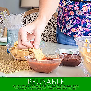 PLASTICPRO Disposable Square Serving Bowls, Party Snack or Salad Bowl, Plastic Clear or White Pack of 4 (16 OUNCE, Clear)