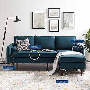 Modway Revive Right Or Left Sectional Modern Upholstered Fabric Sofa Couch, Azure