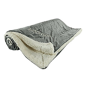 berry bebe Sherpa Throw Blanket Personalized Gray, Large Size 50x60 Reversible Fuzzy Microfiber All Season Custom Blanket for Bed or Couch, College Dorm Gift for The Whole Family
