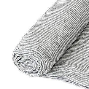 Red Rover Kids Cotton Muslin Swaddle - 47”x 47”- 100% Cotton – Machine Washable – Softer with Every Wash – Playful Designs -Soft, Breathable & Lightweight – Unisex (Grey Micro Stripe)