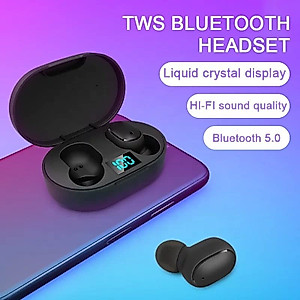 Bluetooth 5.0 Earbuds TWS Wireless Headphones Headset Stereo for Samsung Android iPhone Black Color