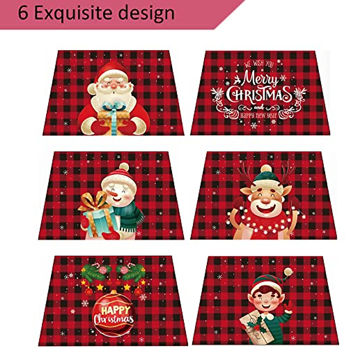 DmHirmg Christmas Tree Collar,Red and Black Christmas Tree Collar for Artificial Trees,Hexagonal Base Tree Skirt with 6 Different Patterns for Christmas Decorations Holiday Party