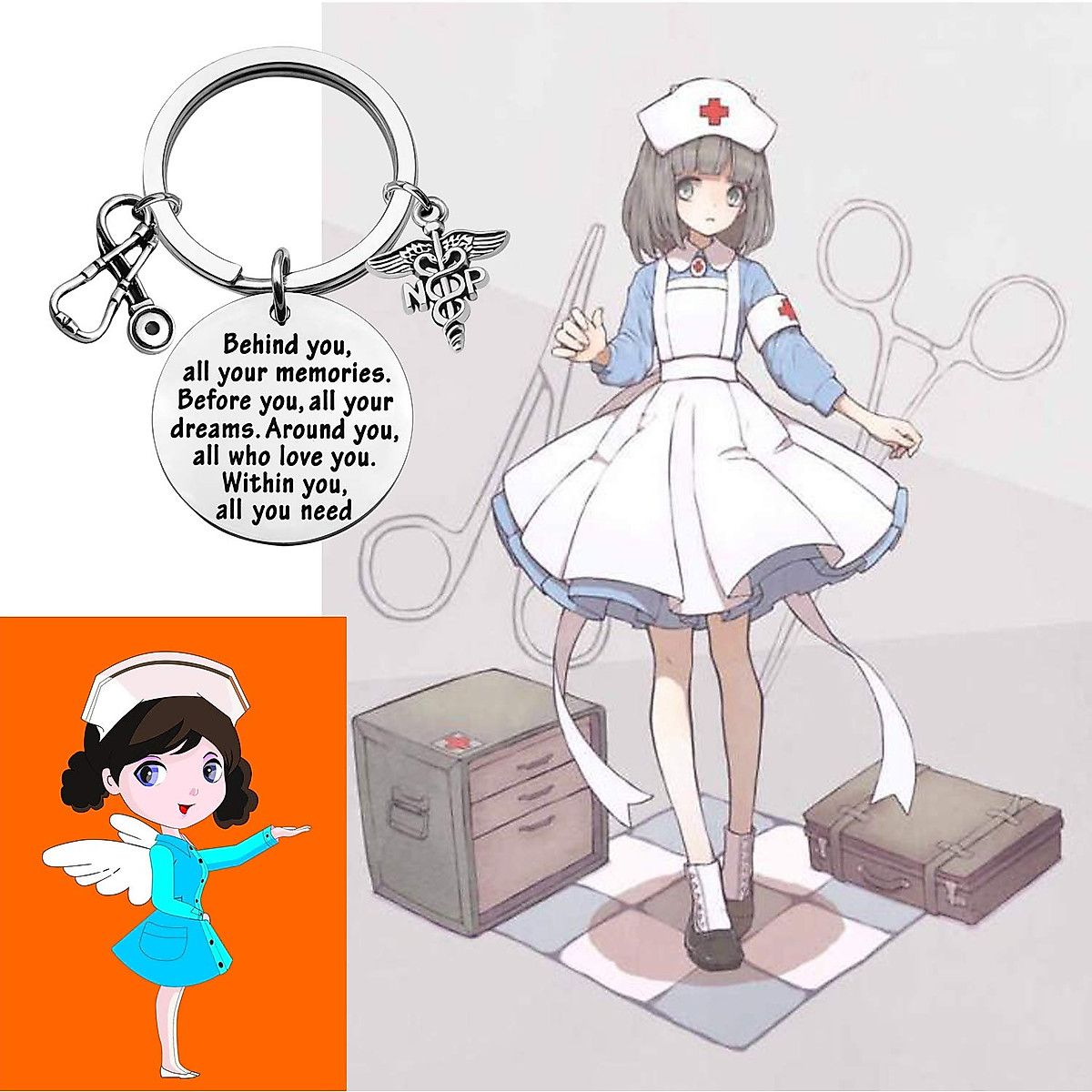 FEELMEM NP Graduation Gift NP Nurse Practitioner Gift NP Keychain Behind You All Your Memories Before You All Your Dreams Inspirational Gift for Nurse Practitioner Graduates (NP)