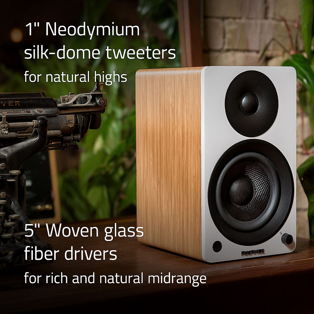 Fluance Ai41 Powered 2-Way 2.0 Stereo Bookshelf Speakers with 5" Drivers, 90W Amplifier for Turntable, TV, PC and Bluetooth 5 Wireless Music Streaming with RCA, Optical, Subwoofer Out (Natural Walnut)