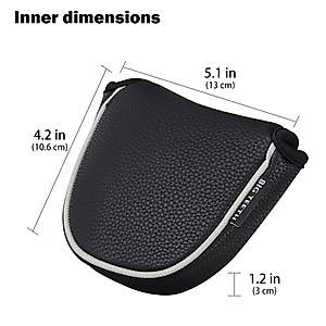 Golf Mid Mallet Head Cover Center Shaft Putter Golf Club Protector Magnetic Closure Fit for Scotty Cameron Odyssey Taylormade (Black)