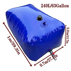 64 Gallon Water Storage Bladder Heavy Duty Truck Bed Camping Agricultural Farm Portable Large-Capacity Foldable Water Container with Shut Off Valve