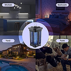 Bug Zapper for Outdoor and Indoor, High Powered 4200V Auto on/Off Electric Mosquito Zappers Killer, IPX4 Waterproof Fly Trap Outdoor, 18W Electronic Light Bulb Lamp for Home Backyard Patio