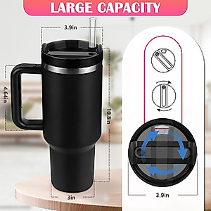 BELYQLY New Version 40oz Stainless Steel Vacuum Insulated Tumbler with Lid and Straw for Water, Smoothie and More, Iced Tea or Coffee (Black)
