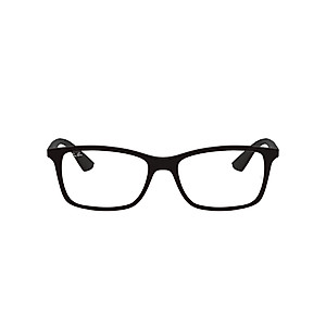 Ray-Ban RX7047 Rectangular Prescription Eyeglass Frames, Matte Black/Demo Lens, 54 mm