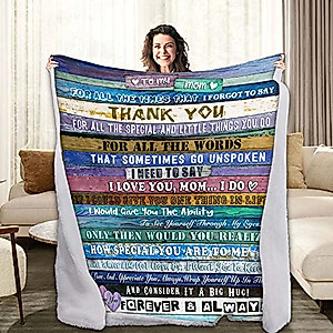 Gifts for Mom from Son or Daughter for Birthday, Christmas, Mom Throw Blanket 50"x60", Snuggly Soft Unique Lamb Plush Mother Blanket Filled with Words to Say Love You Mom Gifts for Women