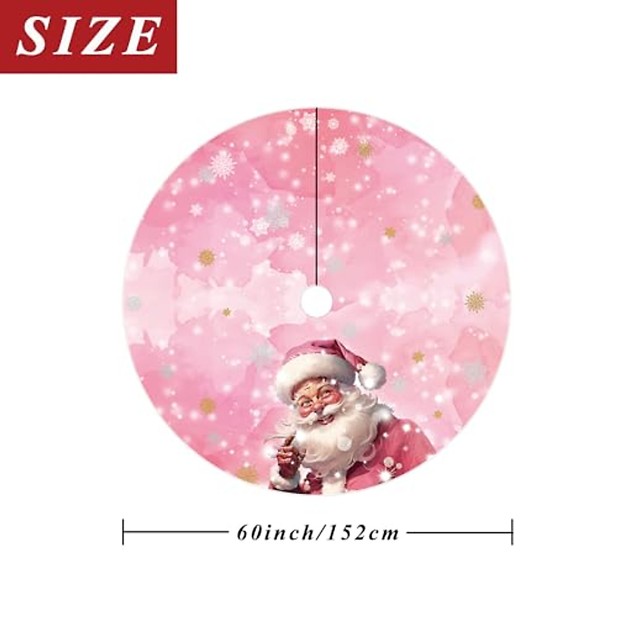 Christmas Tree Skirt Pink Tree Skirt Santa Claus Merry Christmas Tree Xmas Winter Tree Skirt 60 Inch for Pink Christmas Indoor Outdoor Decorations