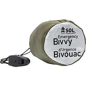 Survive Outdoors Longer 90% Emergency Bivvy - Comes with Survival Whistle & Tinder Paracord Drawstring - Add to Emergency Kit & Hiking Gear - Waterproof, Windproof & Tear-Resistant - 3.8 oz, Green