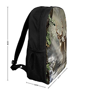 Real Tree Camouflage Deer 17 Inches Unisex Laptop Backpack Lightweight Shoulder Bag Travel Daypack