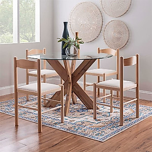 Linon Julian Wood Set of Two Side Dining Chairs in Natural Brown