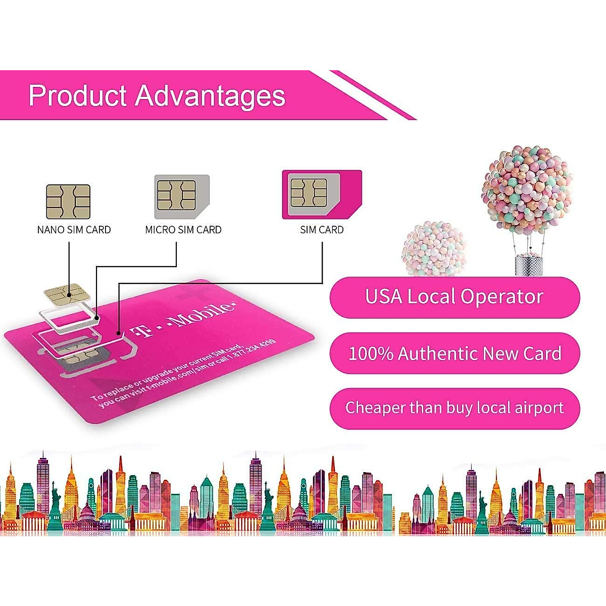 (2 Pack) Authentic Official T-Mobile SIM Card Micro/Nano/Standard GSM 4G/3G/2G LTE Prepaid/Postpaid Starter Kit Unactivated Talk Text Data & Hotspot