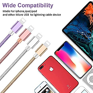 iPhone Charger Apple Mfi Certified (10ft 6ft 6ft 3ft) 4 Pack iPhone Charging Lightning Cables(Purple Silver Pink Gold) Nylon Long Chargers Cord Compatible iPhone 12 13 Pro Max 11 XS XR SE 8 7 Plus 5s