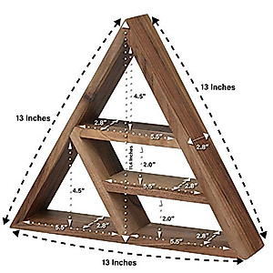 Curawood Triangular Crystal Display Shelf - Wooden Triangle Shelf for Crystals - Crystal Holder for Stones Display - Altar Crystal Wall Decor, Rock Display Shelf - Crystal Shelf Display for Stones