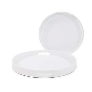 Howard Elliott 83027 Lacquer Round Wood Tray Set, White