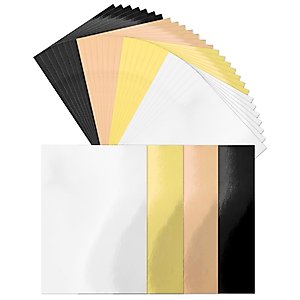 Cinvo 32 Pack Metallic Paper Sheets A4 Thick Cardstock Foil 250 GSM Mirror Shimmering Paper Reflective Sheet for Cardmaking Scrapbook Poster Cardboard Party Decor DIY Craft (8.5" x 11", 4 Colors)