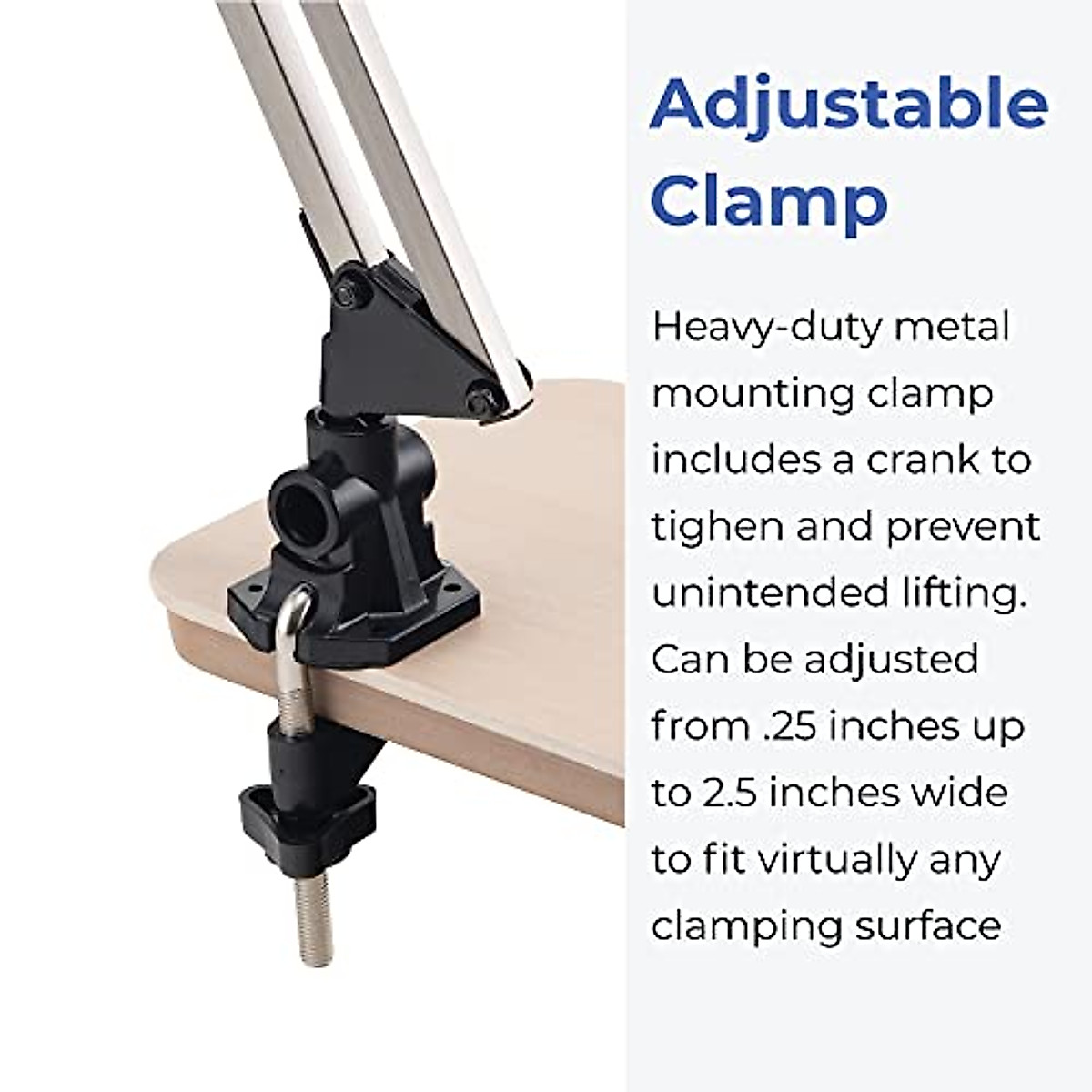 V LIGHT Architectural Swing Arm Desk Lamp, Clamp lamp with LED bulb, Work Light for Any Space, Brushed Nickel Finish 7.5 x 5.5 x 33