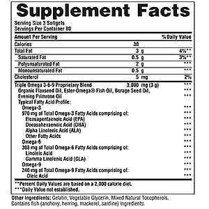 Puritans Pride Triple Omega 3-6-9 Fish, Flax & Borage Oils, Supports Heart Health and Healthy Joints, 240 ct