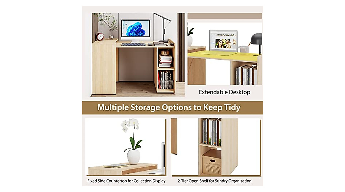 Tangkula Extendable Computer Desk for Small Spaces