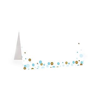 Andaz Press Light Blue Gold Glitter Boy Baby Shower, Printable Table Tent Place Cards, 20-Pack, Seat Placement Cards Blank Place Cards For Table Settings Name Cards for Baby Bridal Wedding Shower
