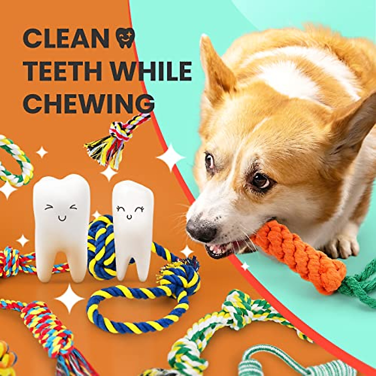 SHARLOVY Dog Chew Toys for Puppies Teething, Puppy Toys 16 Pack Dog Toys for Aggressive Chewers Puppy Chew Toys Peas Rubber Bone Dog Toy Bundle Small Dog Squeaky Toys for Small Dogs
