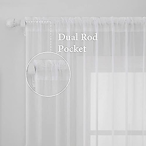 MIULEE 2 Panels Solid Color White Sheer Window Curtains Elegant Window Voile Panels/Drapes/Treatment for Bedroom Living Room (54 X 72 Inches White)