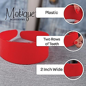 Motique Accessories 2 Inch Hard Plastic Headband with Teeth Women and Girls wide Hair band (Black)