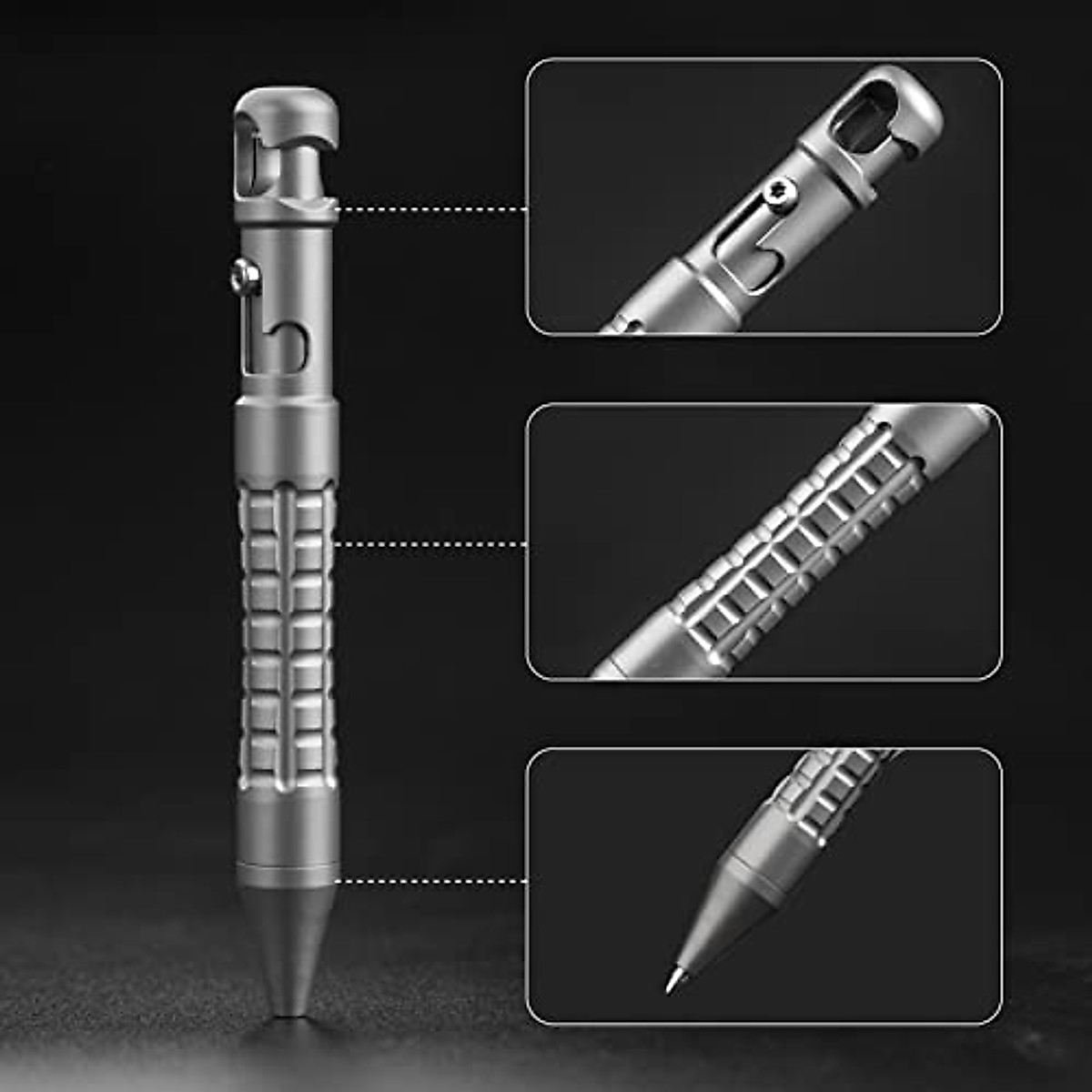 TISUR Titanium Ballpoint Pen, Mini Bolt Action Pen, Small Pocket Size Keychain Pen With Titanium Key Ring, Office gifts for Men & Women (Pen/78mm)