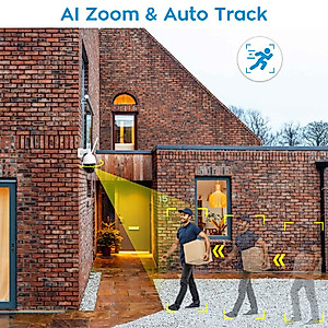 xmartO [Auto Track & 240x Zoom] Unicorn PRO 2K HD Wireless Security Camera Outdoor Pan/Tilt/Zoom (Auto Zoom, Enhanced 2-Way Audio,Smart 720lm Flood Lights & 260ft IR Night Vision, 2.4G WiFi