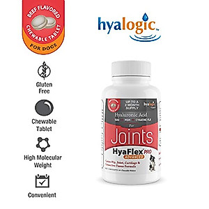 Hyalogic Pro Advanced HyaFlex for Dogs – Amazing Joint Support Supplement for Your Buddy – 30 Beef Flavored Wafers - Dog Joint Supplement w/Hyaluronic Acid, Glucosamine, MSM & Cynatine (30 Tablets)