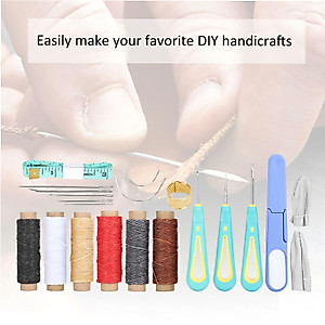 [Premium Leatherworking Tools] Complete Hand Sewing Supplies Kit with Craft Needle Set Waxed Thread for DIY Leather Craft - Essential Leatherworking Supplies