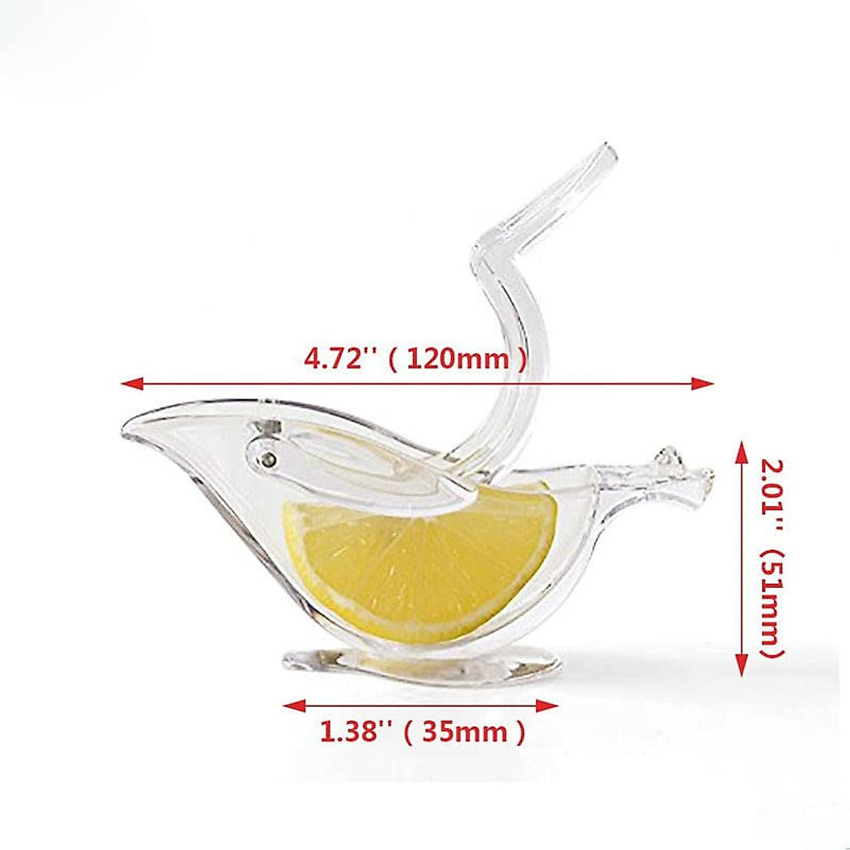 New Acrylic Manual Lemon Slice Squeezer, Portable Transparent Fruit Juicer, Elegance Bird Shape, Hand Juicer for Orange Lemon Lime Pomegranate (2Pcs)