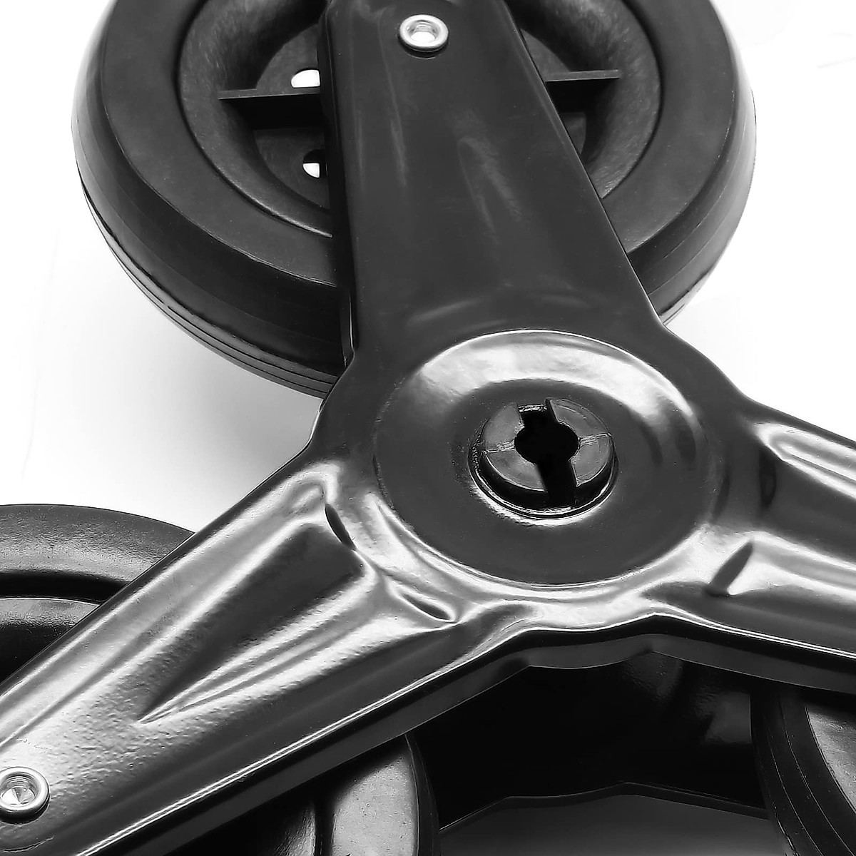 Suiwotin 2pcs Shopping Cart Stair Climbing Wheels Replacement, Rubber Tri-Wheels for Folding Grocery Cart, Portable Stair Climber Utility Cart Stair Wheels (Black)