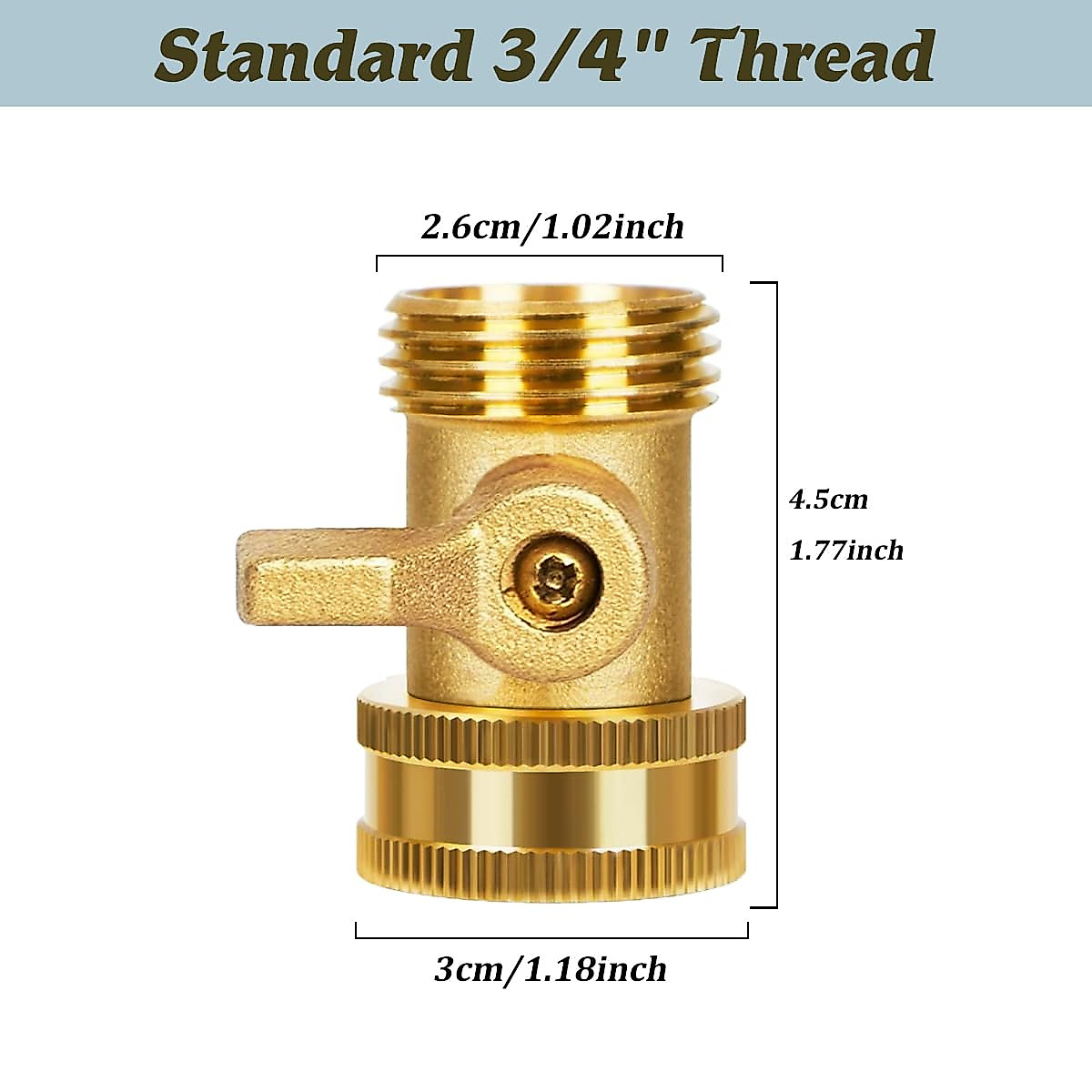 SHOWNEW Heavy Duty Brass Shut Off Valve, 3/4 Inch Solid Brass Garden Hose Valve Water Hose Shut Off Valves, 2 Packs