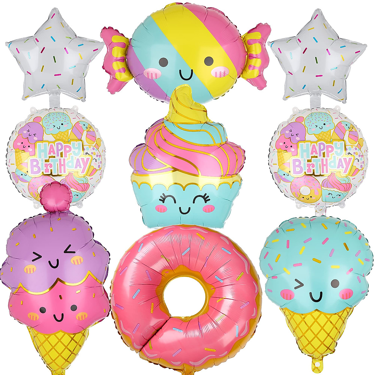 Ice Cream Balloons Donut Candy Ice Cream Themed Baby Shower Kids Sweet Summer Ice Cream Birthday Party Decor 9 Pcs