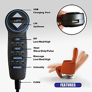 Kroshine Lift Chair Power Recliner Replacement 6 Button 5 Pin Prong MLSK55-A1 Hand Control Handset Remote