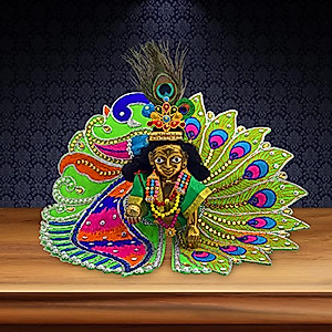 Craftsman Krishna janmashatmi Laddu Gopal Dresses 1 Pc Bal Gopal Kanha ji Poshak with Accessories & Hair Thakurji Handmade Dress for Krishna Janmashtmi Home and Temple (Size 5)