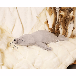 CSVBTRF Weighted Stuffed Animals, 2 lb, 23" Seal Plush Gift for Kids - Grey Hug Seal Plush Animals （Grey, 23"